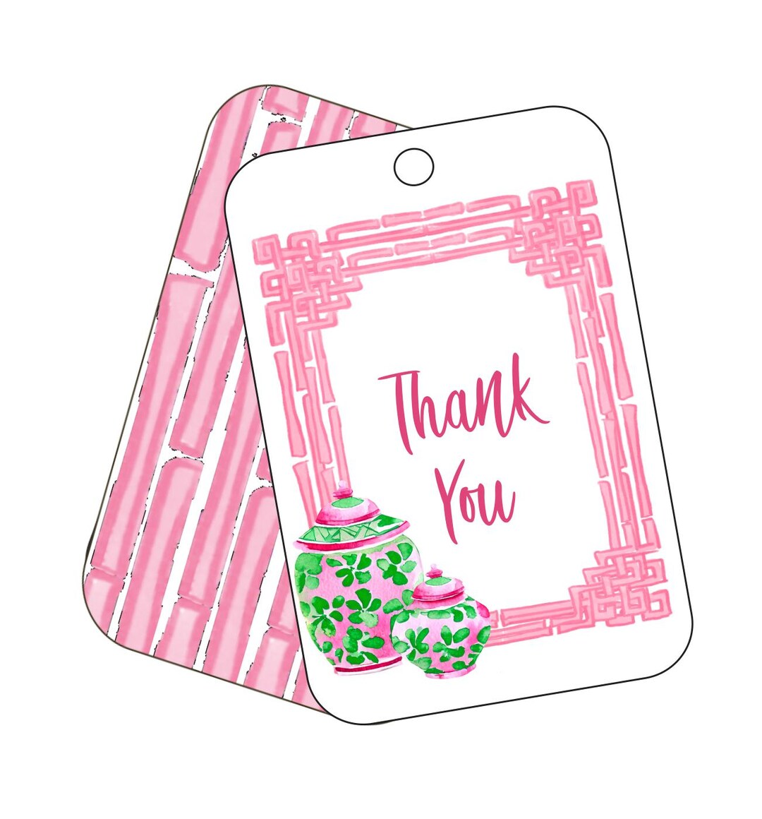 Pink Ginger Jar Watercolor Thank You Gift Tags - Set of 12 - Etsy