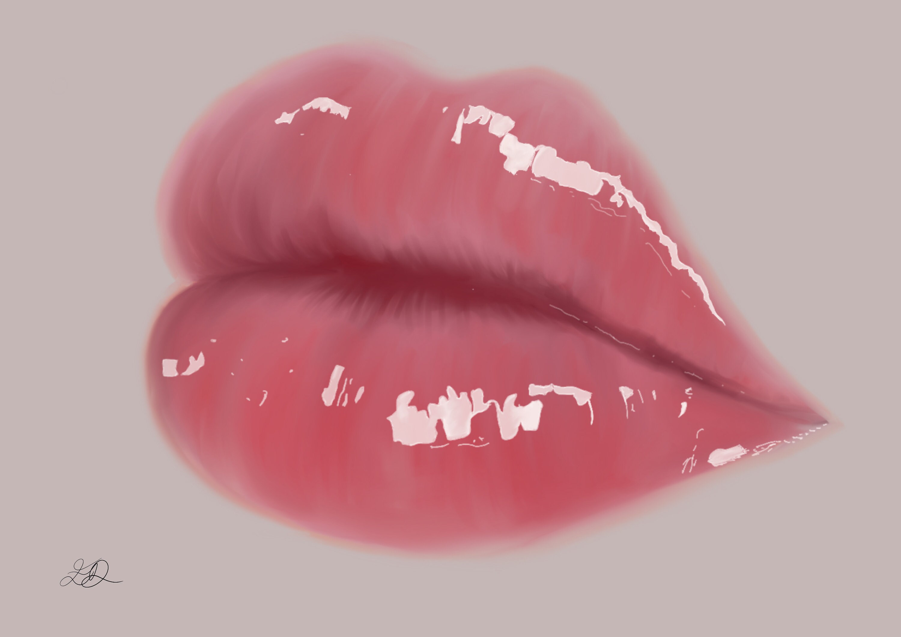 Glossy Lips, Digital Painting - Etsy