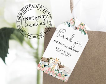 Drive by Baby Shower Editable Favor Gift Tag Template Drive | Etsy