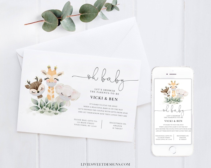 Baby Shower by Mail Template • Quarantine Baby Animals • Social ...