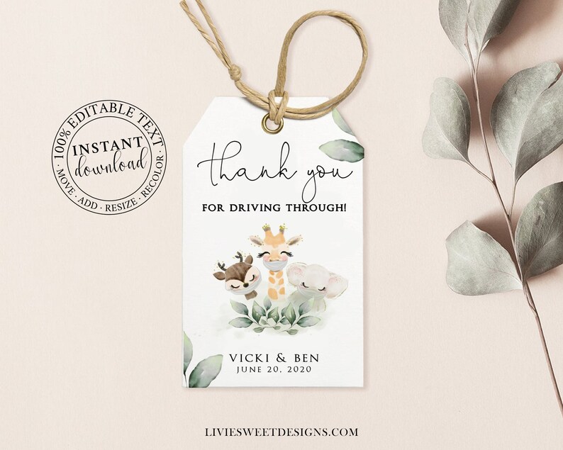 Drive by Baby Shower Editable Favor Gift Tag Template Drive - Etsy