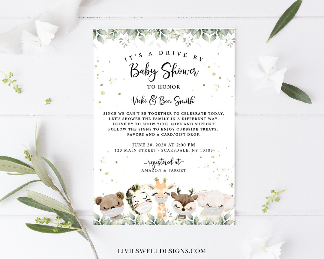 Drive by Baby Shower Invitation, Quarantine Drop in Shower Digital ...