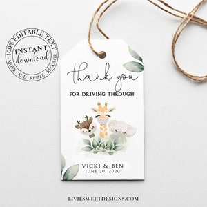 Drive by Baby Shower Editable Favor Gift Tag Template • Drive Through ...