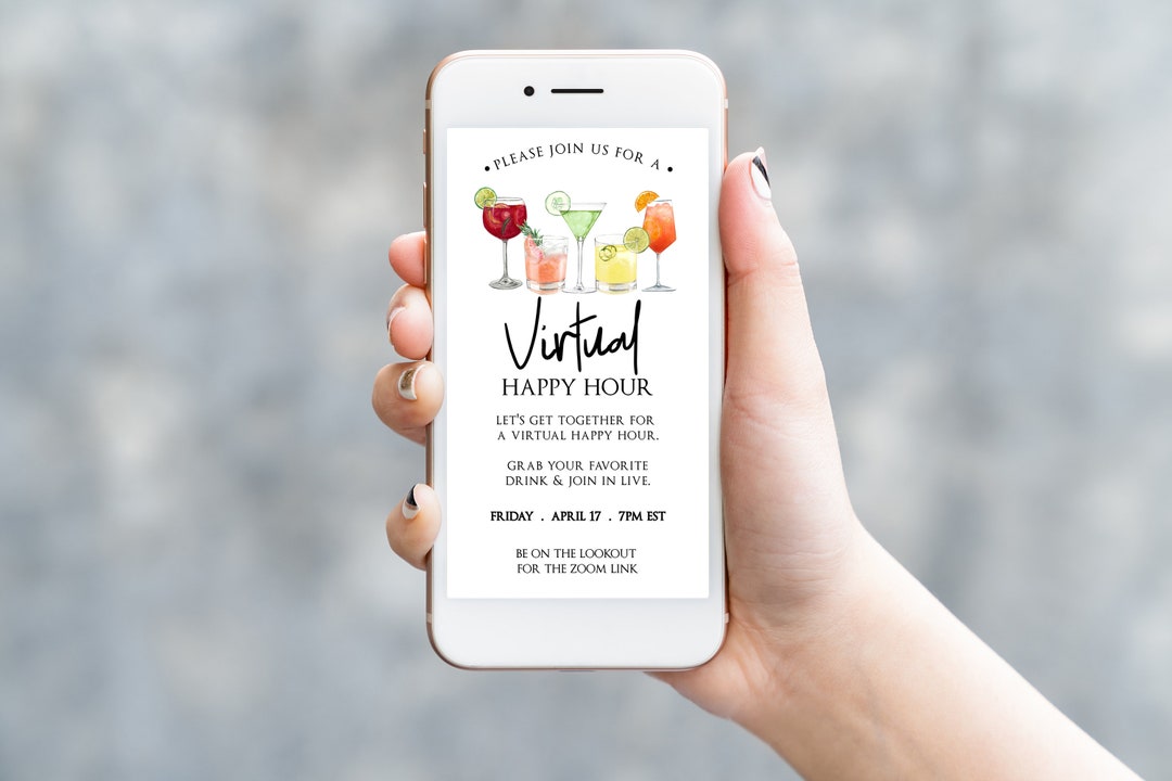 Virtual Happy Hour Invite • Virtual Party • Social Distancing ...
