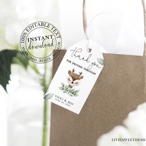 Drive by Baby Shower Editable Favor Gift Tag Template • Drive Through ...