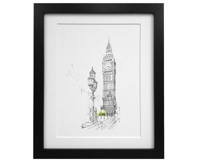 Big Ben Pen & Ink illustration famous London landmark Big | Etsy