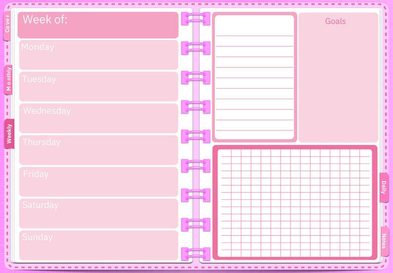 Pretty in Pink Digital Planner, Undated Goodnotes Kawaii Digital ...