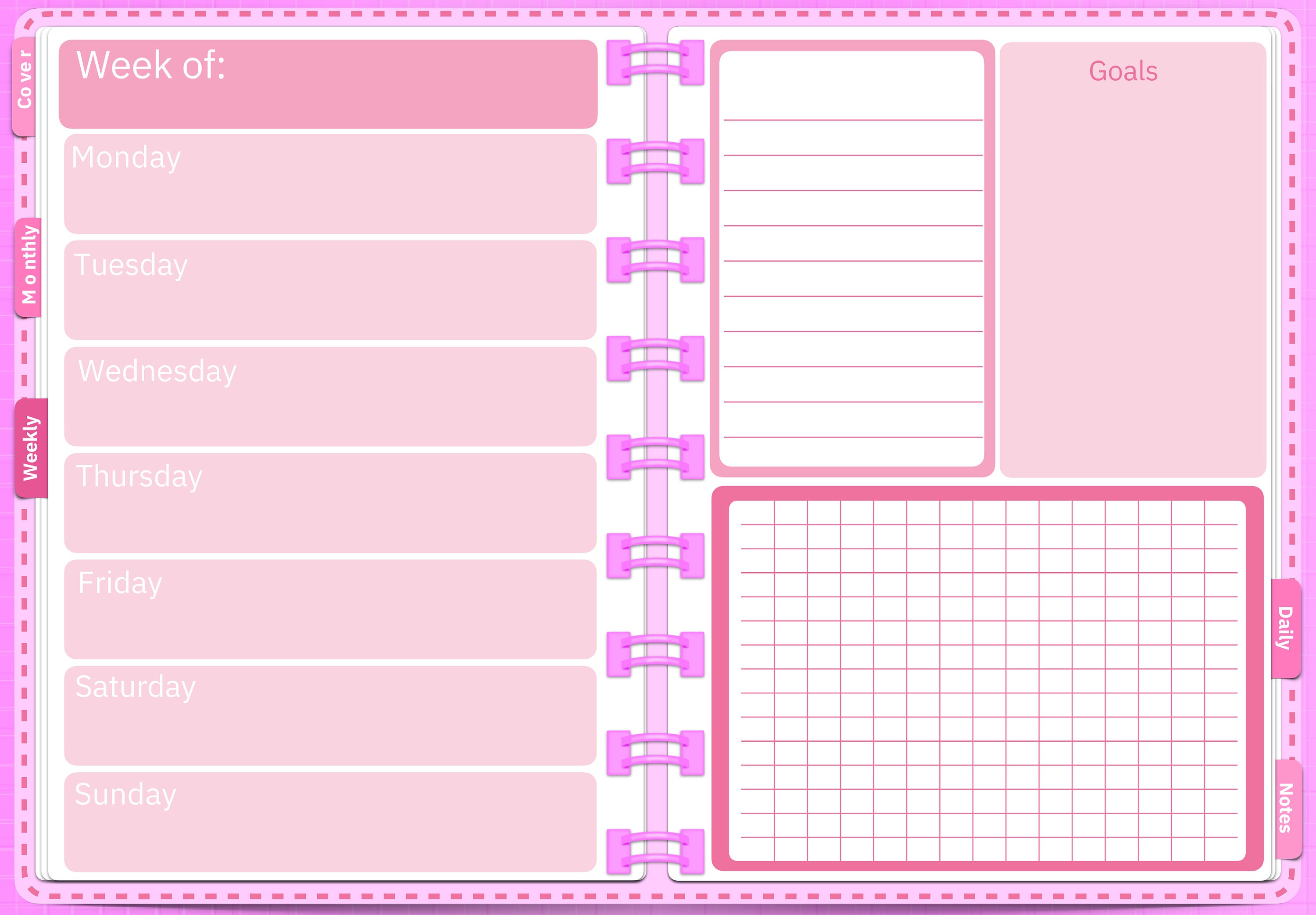 Pretty in Pink Digital Planner, Undated Goodnotes Kawaii Digital ...