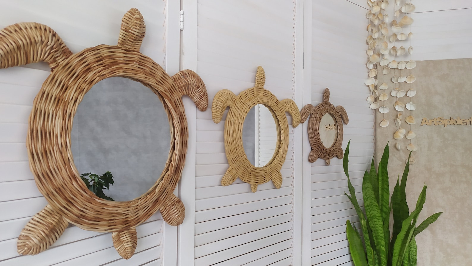 Wicker Turtle Mirror, Nautical Beach House Wall Decor - Etsy