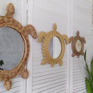 Wicker Turtle Mirror, Nautical Beach House Wall Decor - Etsy