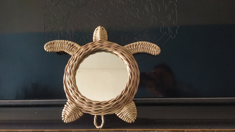 Mirror Turtle Wicker Hanging Decor Wicker Nautical Wall | Etsy