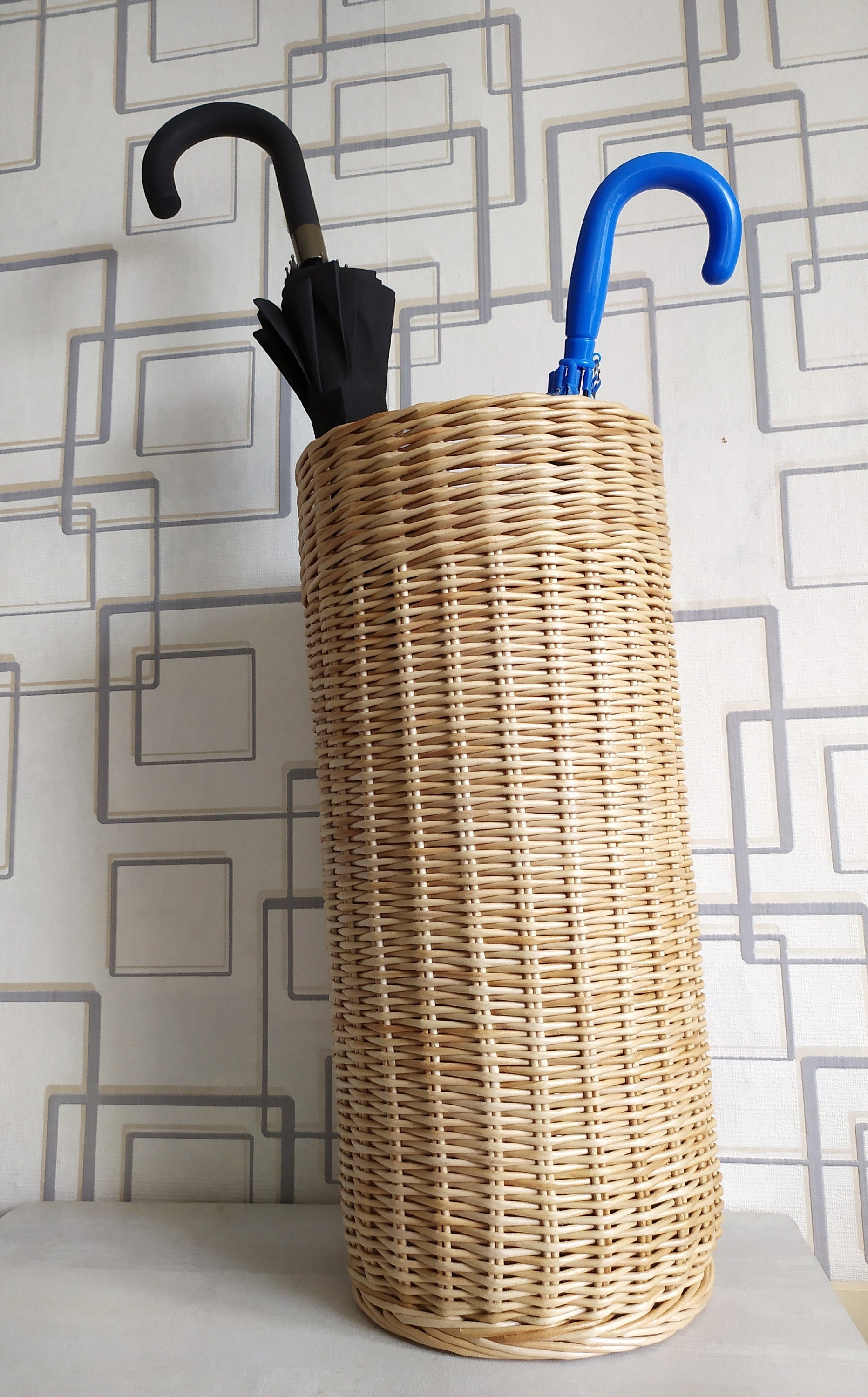 Umbrella stand for entryway Wicker hallway basket Umbrella | Etsy