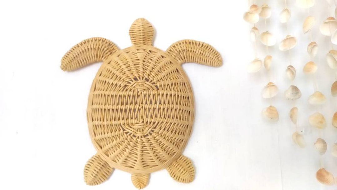 Turtle Wicker Hanging Decor, Wicker Nautical Wall Decor, Beach House ...