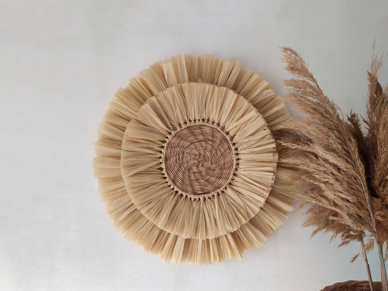 Melange Wicker Plate Wall Decor With Raffia Round Wicker - Etsy
