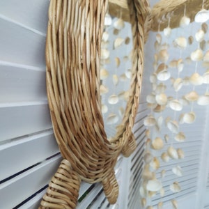 Wicker Turtle Mirror, Nautical Beach House Wall Decor - Etsy