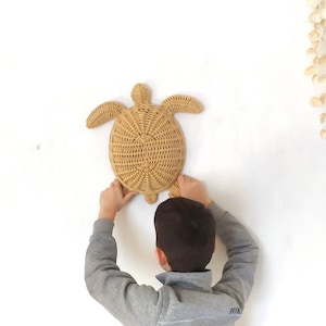 Turtle Wicker Hanging Decor, Wicker Nautical Wall Decor, Beach House ...