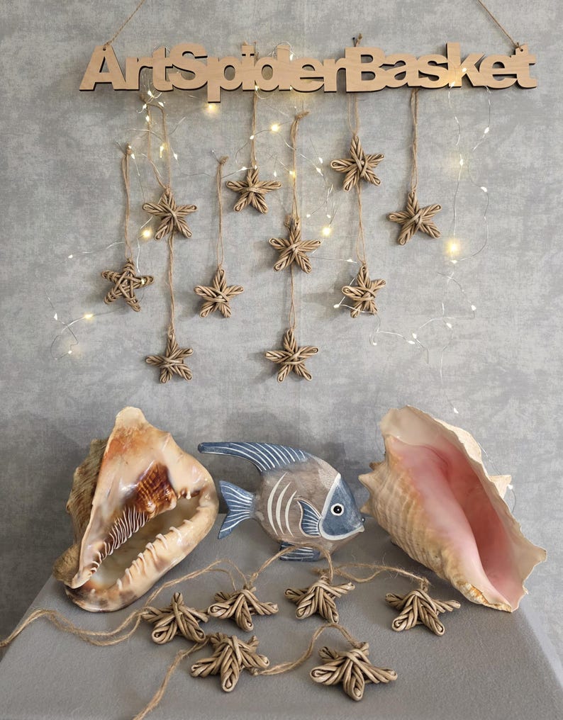 Boho Woven Star Nursery Decor, Set Wicker Stars Handmade Hanging Decors ...