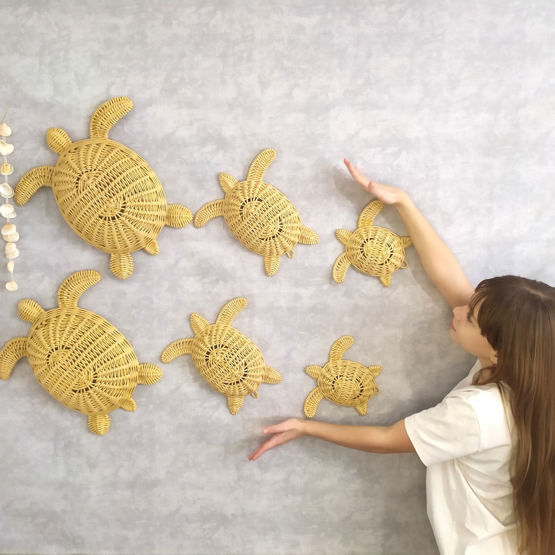 Wicker Turtle Wall Decor Set, Nautical Beach House Art - Etsy