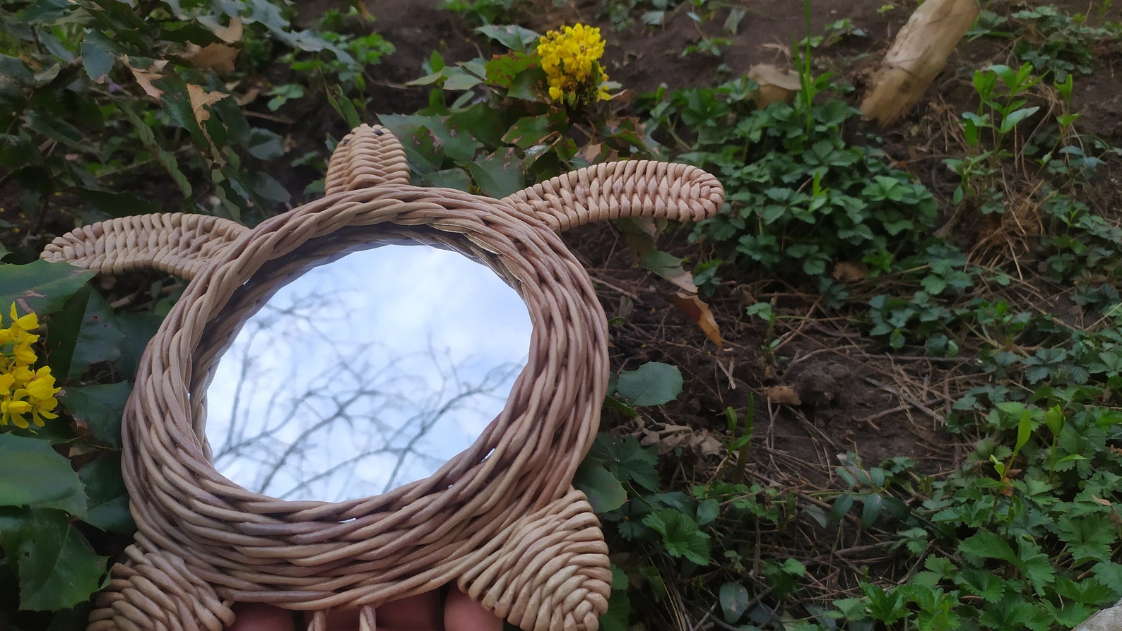 Mirror Turtle Wicker Hanging Decor Wicker Nautical Wall - Etsy