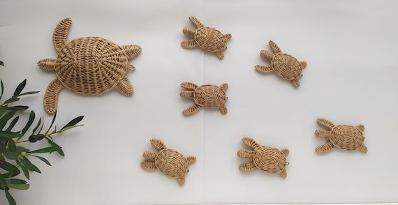 Set of 7 Turtle Wicker Hanging Decor Wicker Nautical Wall | Etsy Canada