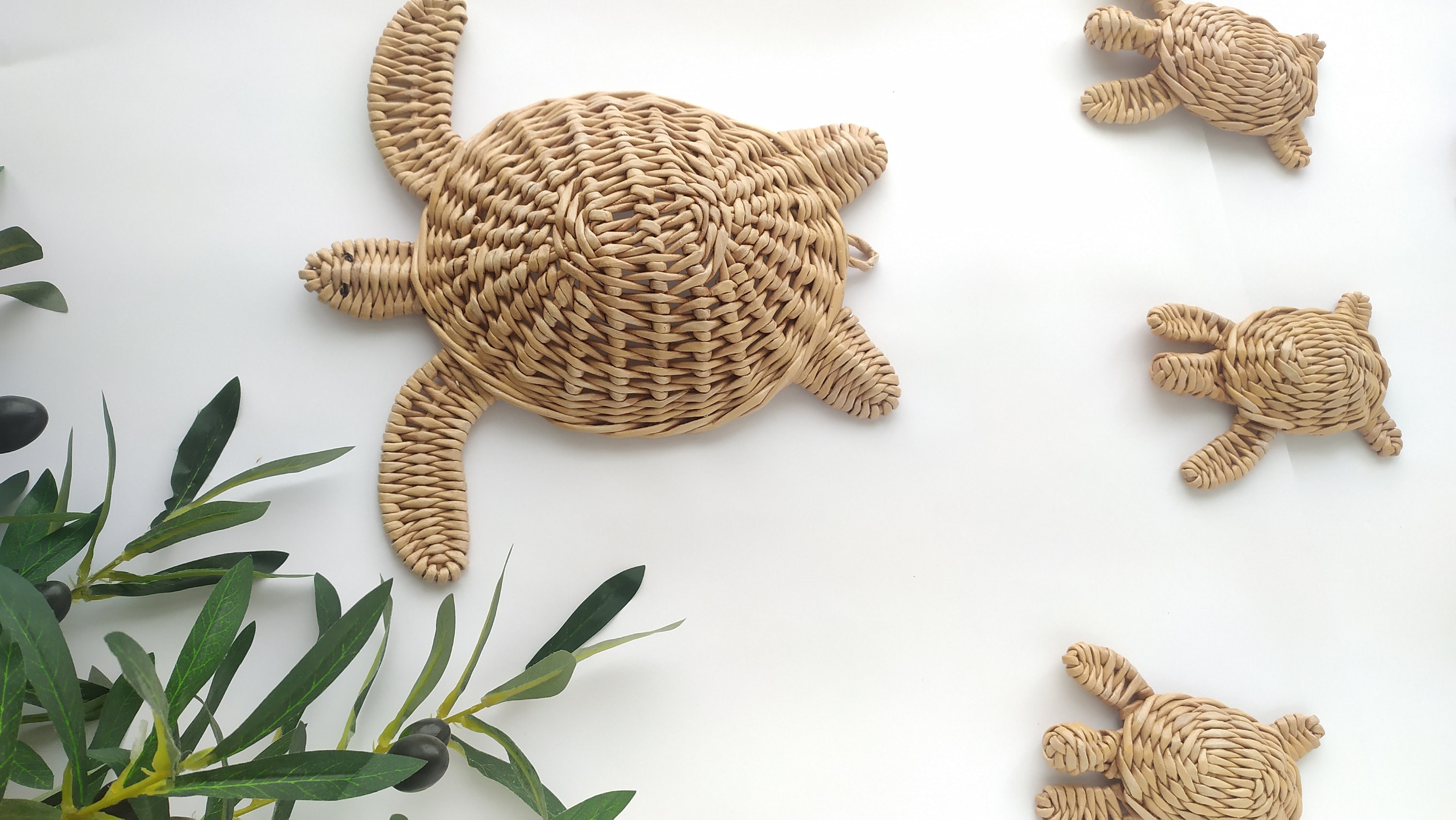 Set of 7 Turtle Wicker Hanging Decor Wicker Nautical Wall | Etsy Canada