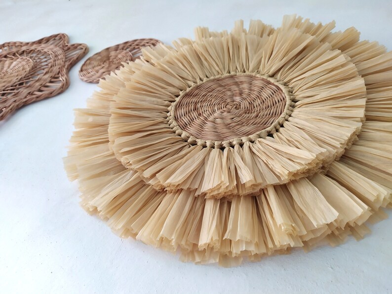 Melange Wicker Plate Wall Decor With Raffia Round Wicker - Etsy