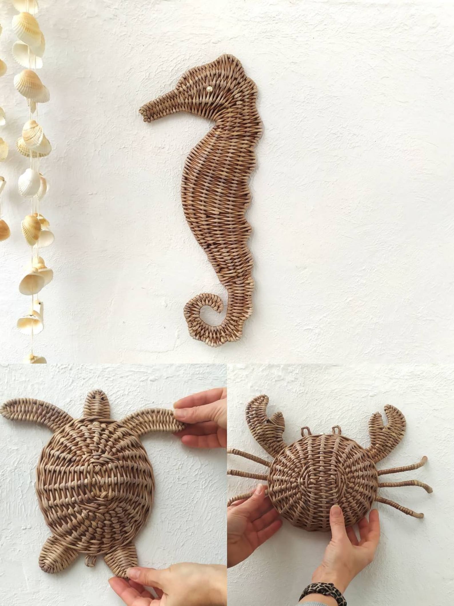 Wicker Crab Hanging Decors Set of 3 Wicker Turtle Crab - Etsy