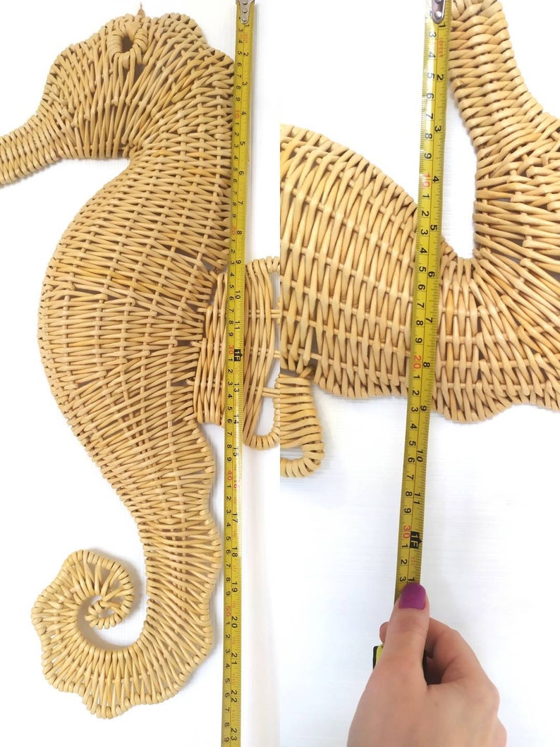 Set of 3 Wicker Turtle Crab Seahorse Hanging Decors, Wicker Nautical ...