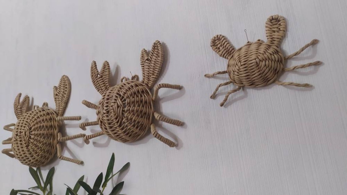 Set of 3 Wicker Crab Wicker Crab Hanging Decors Wicker - Etsy