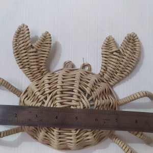 Set of 3 Wicker Crab, Wicker Crab Hanging Decors, Wicker Nautical ...