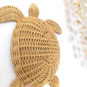 Turtle Wicker Hanging Decor, Wicker Nautical Wall Decor, Beach House ...