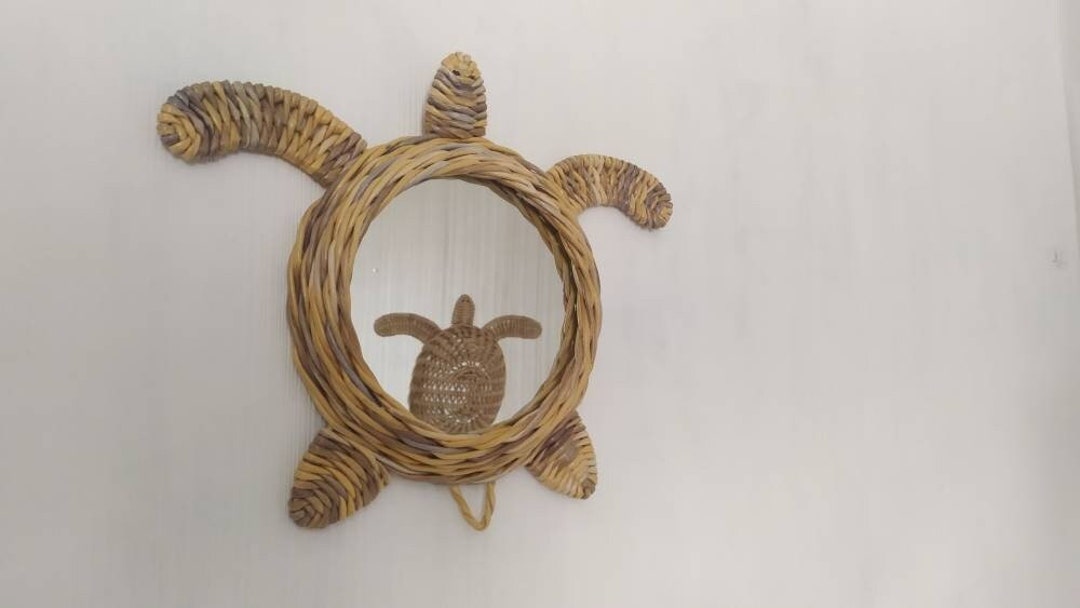 Wicker Turtle Mirror, Nautical Beach House Wall Decor - Etsy