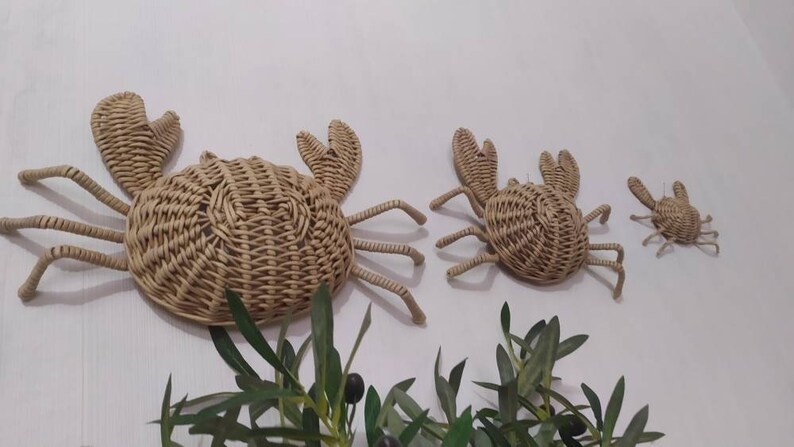 Set of 3 Wicker Crab Wicker Crab Hanging Decors Wicker - Etsy
