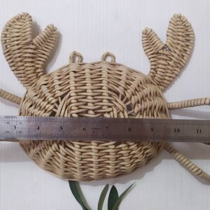 Set of 3 Wicker Crab, Wicker Crab Hanging Decors, Wicker Nautical ...
