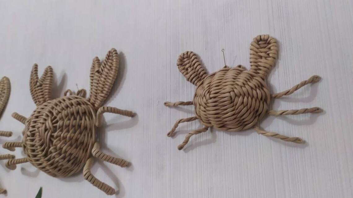Set of 3 Wicker Crab Wicker Crab Hanging Decors Wicker - Etsy