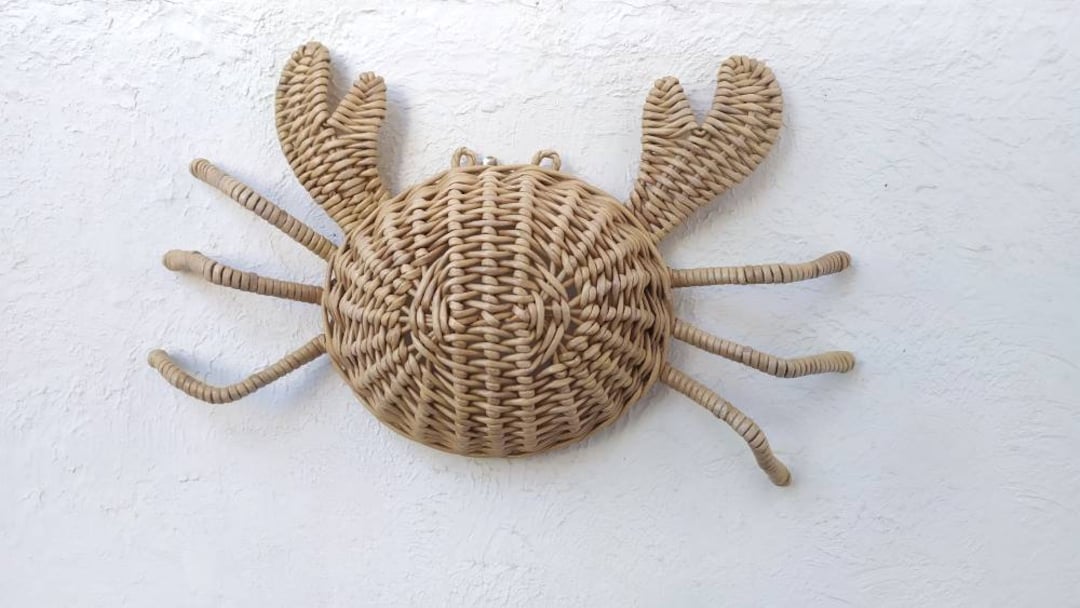 Wicker Crab Hanging Decors, Set of 3 Wicker Turtle Crab Seahorse ...