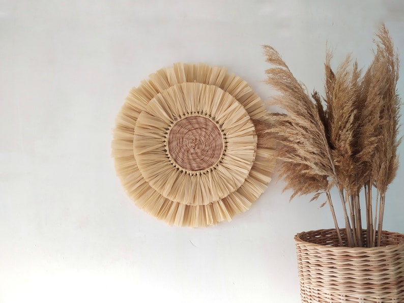 Melange Wicker Plate Wall Decor With Raffia Round Wicker - Etsy