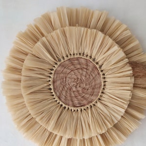 Melange Wicker Plate Wall Decor With Raffia, Round Wicker Plate Boho ...