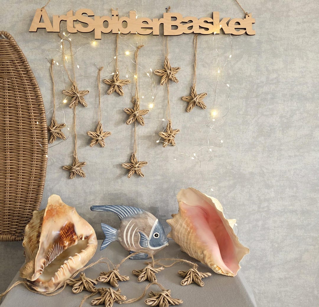 Boho Woven Star Nursery Decor, Set Wicker Stars Handmade Hanging Decors ...