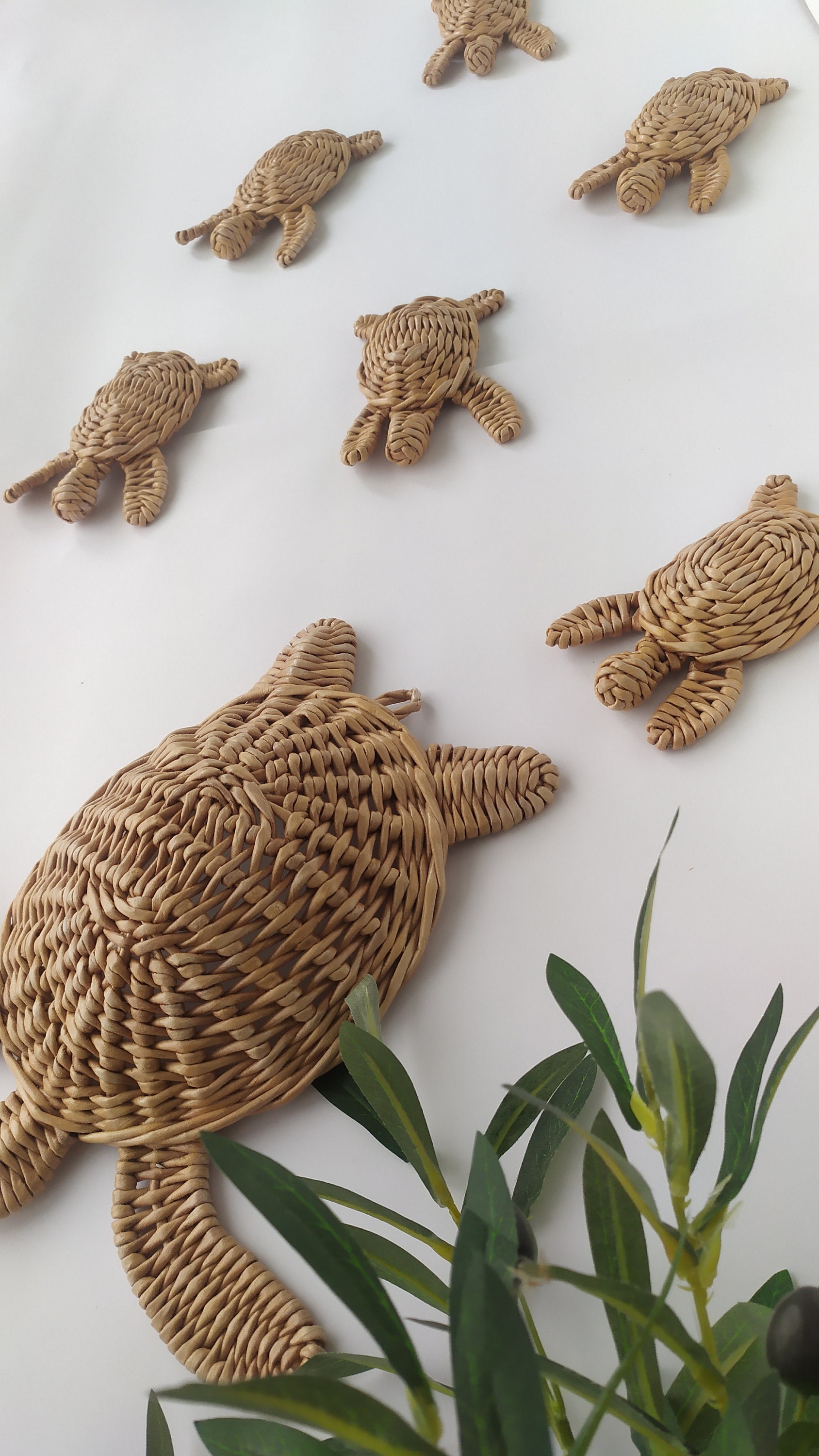 Set of 7 Turtle Wicker Hanging Decor Wicker Nautical Wall - Etsy Canada