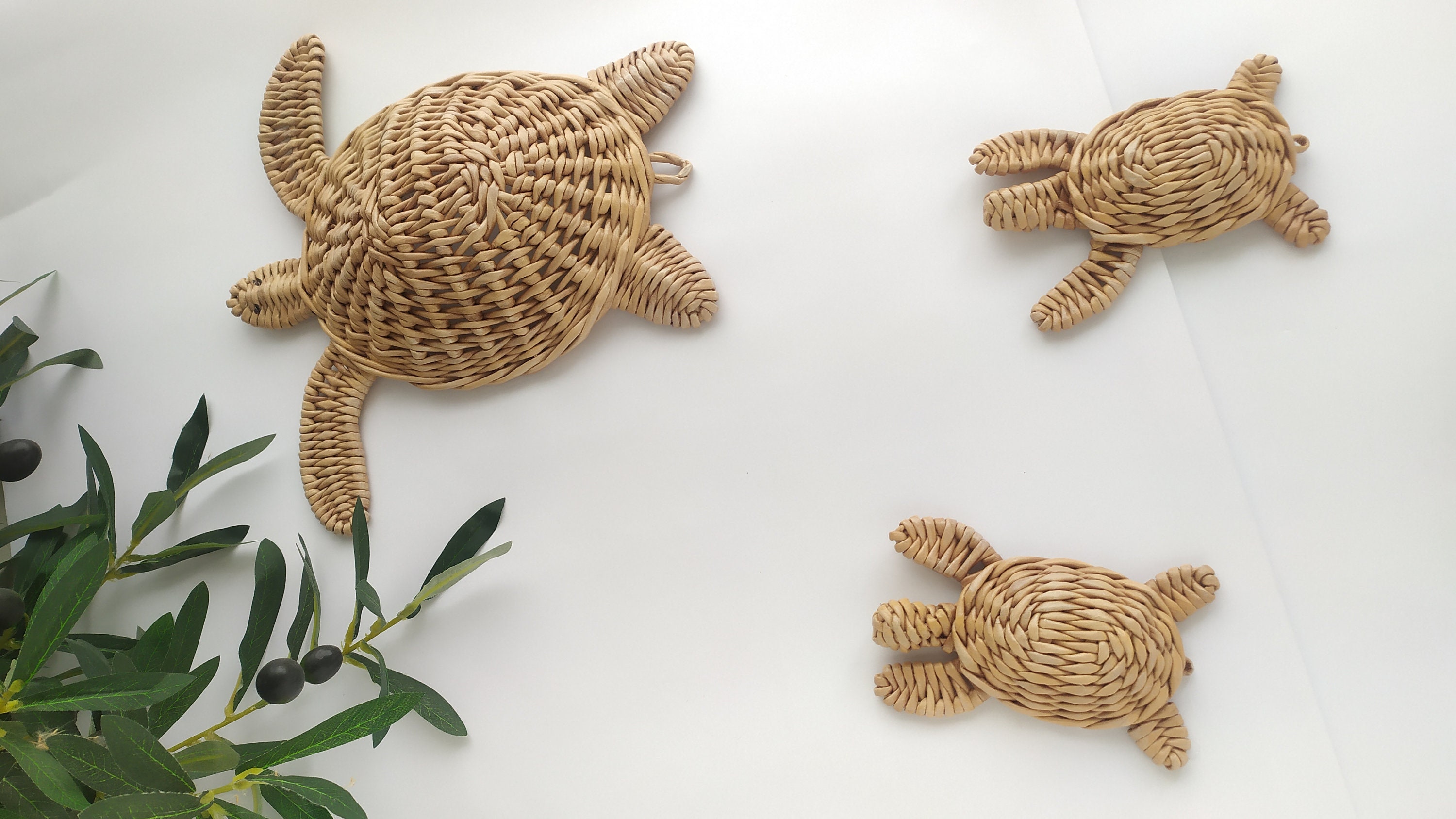 Set of 7 Turtle Wicker Hanging Decor Wicker Nautical Wall | Etsy Canada