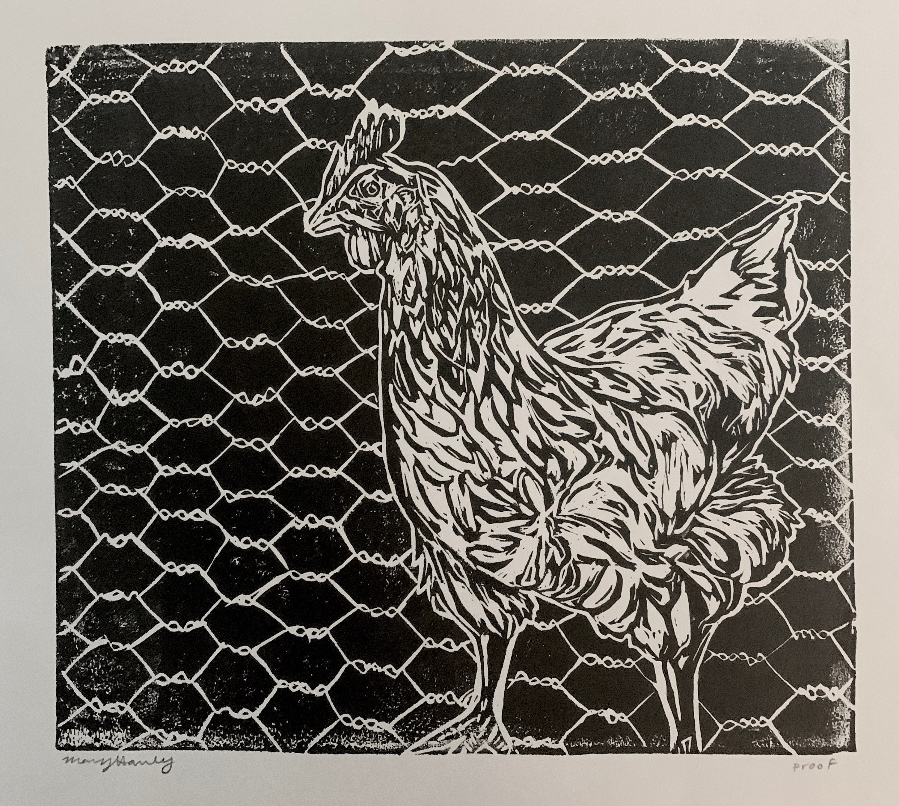 Chicken Linocut Print - Etsy