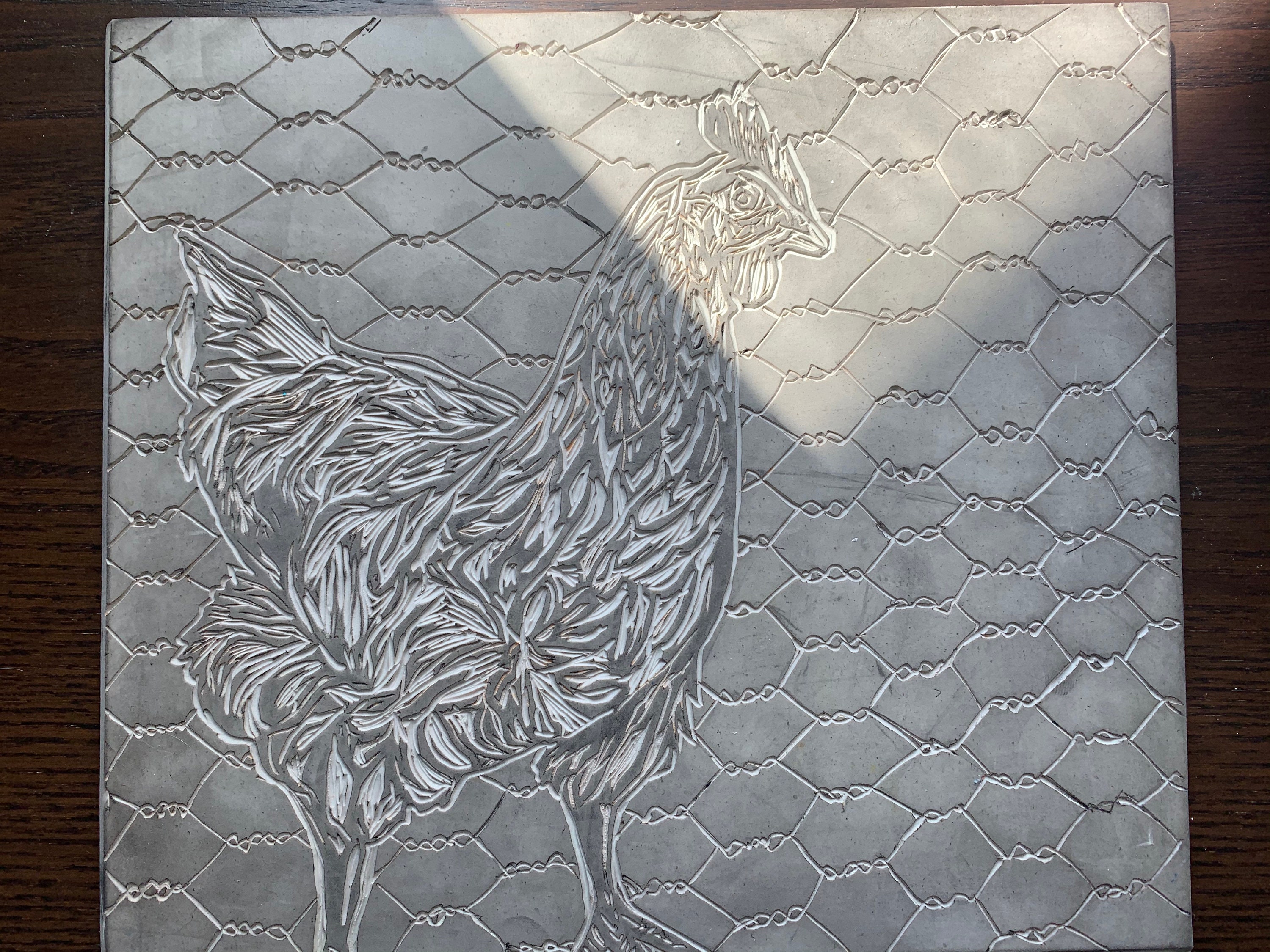 Chicken Linocut Print - Etsy