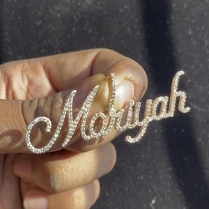 14K Solid Gold Custom Name Necklace: VVS Diamond Nameplate Pendant - Etsy