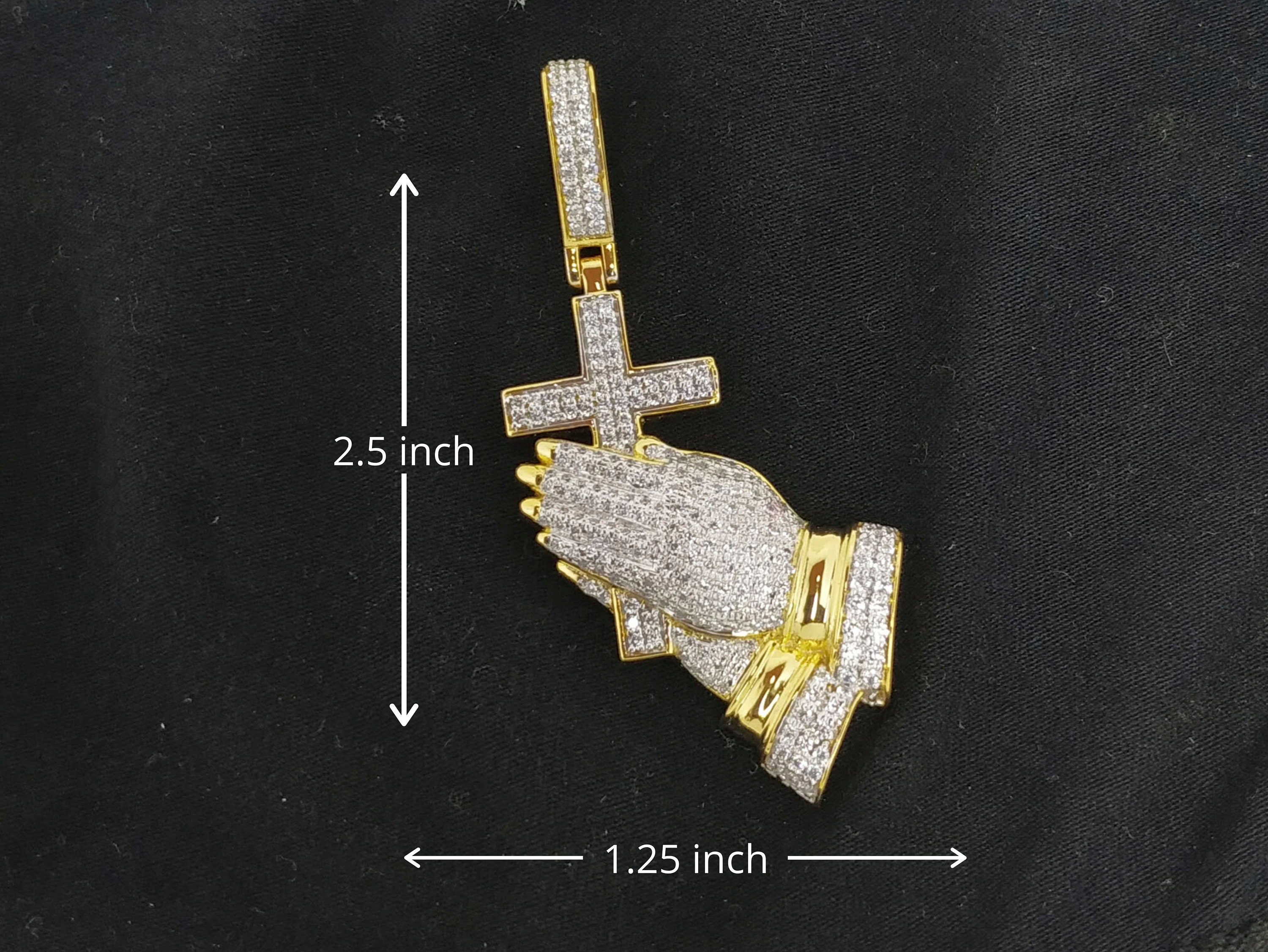 Iced Out Cross Necklace 18kt Gold Finish in Sterling Silver - Etsy