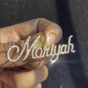 14K Solid Gold Custom Name Necklace: VVS Diamond Nameplate Pendant - Etsy