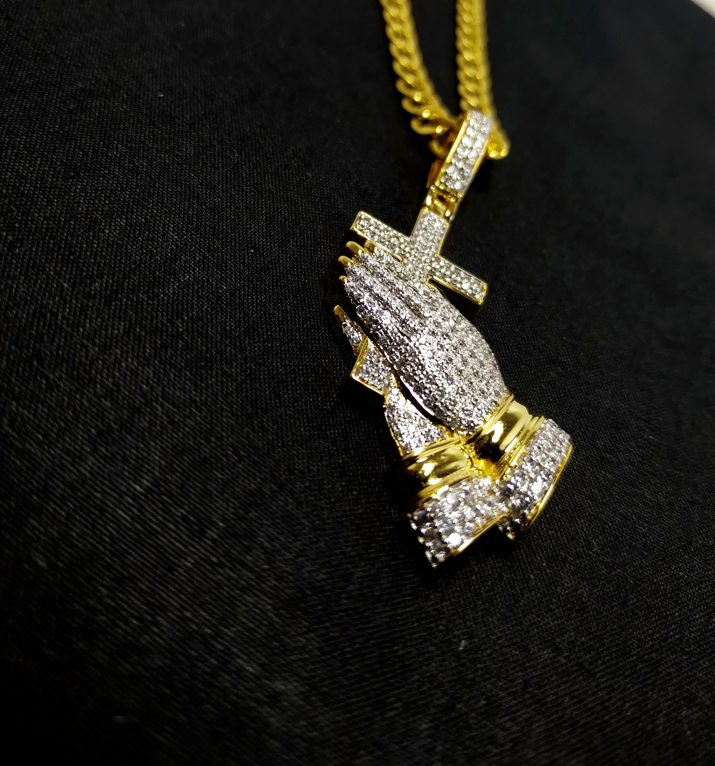 Iced out Cross necklace 18kt gold finish in sterling silver | Etsy