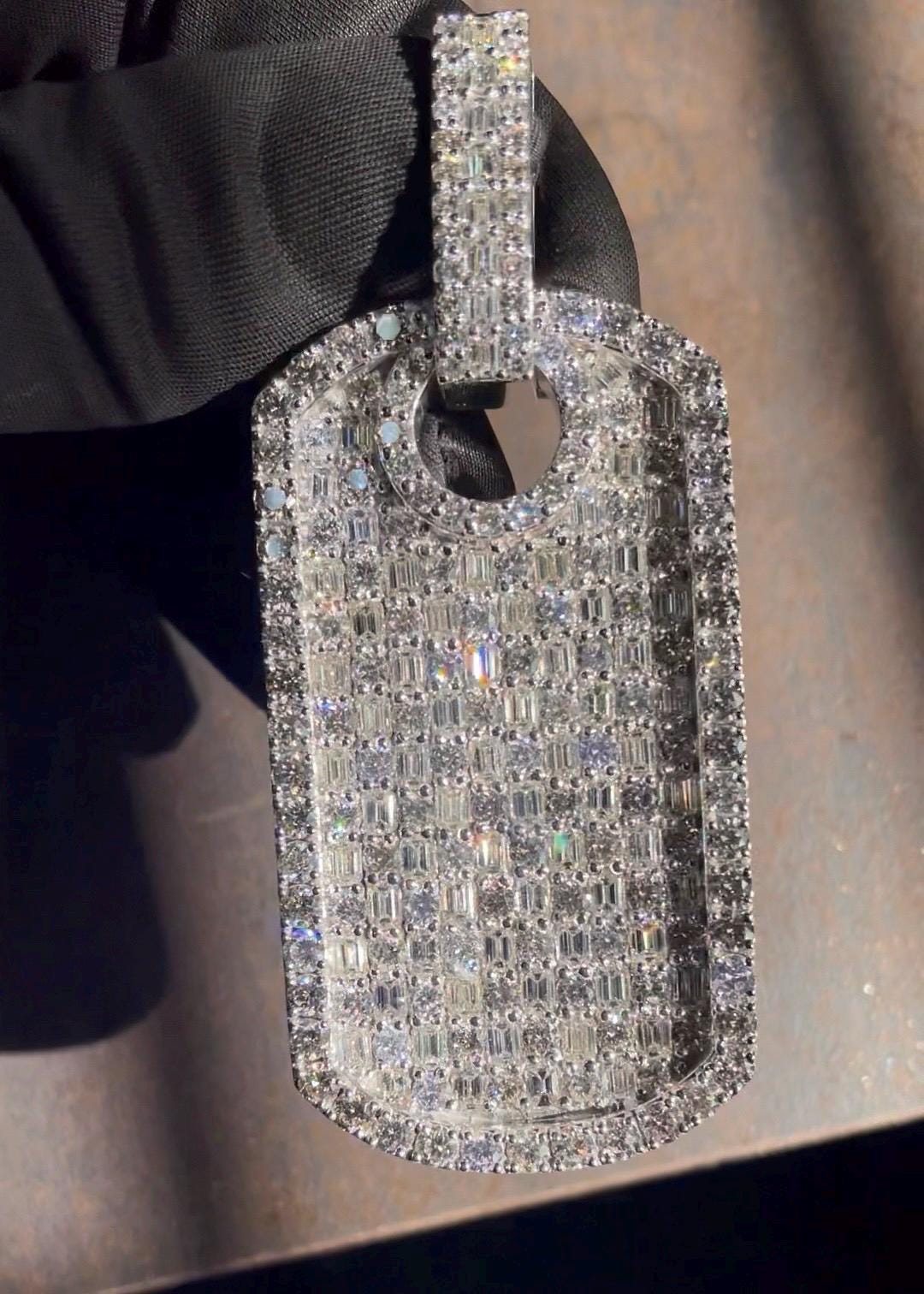 Custom Iced Out Tag Necklace | VVS Emerald Cut Diamond Pendant ...