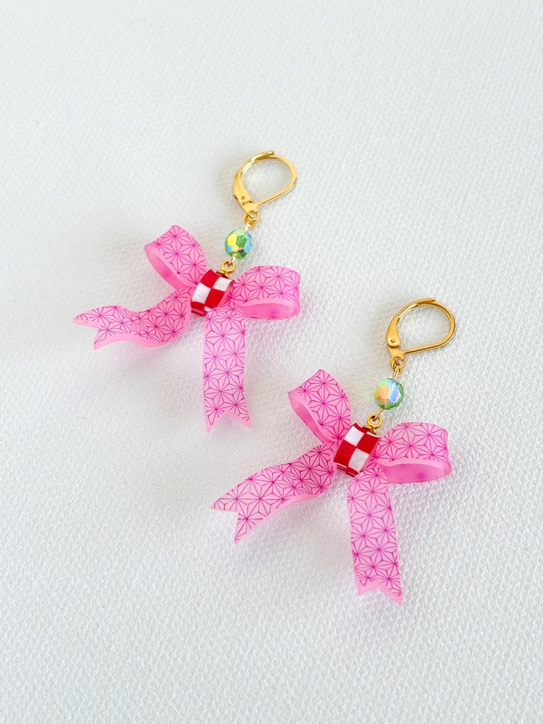 Demon Slayer Nezuko Inspired Bow Earrings - Etsy