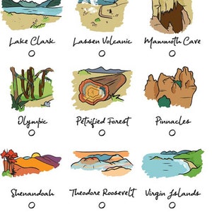 63 National Parks Checklist Poster - Unique & Colorful Illustrations ...